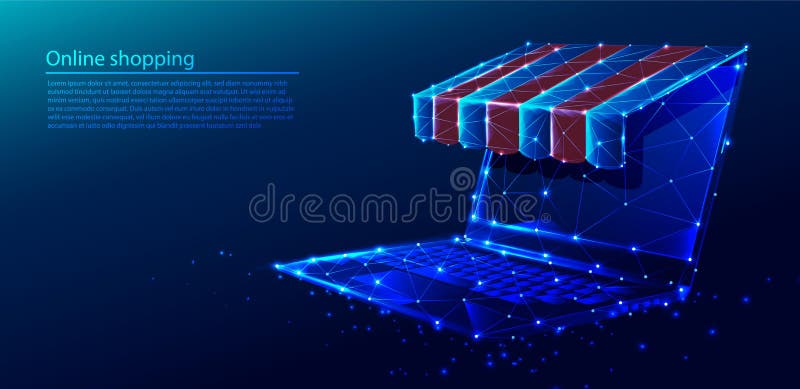 Vector Polygonal Tech Background of Online Shopping Concept Stock ...