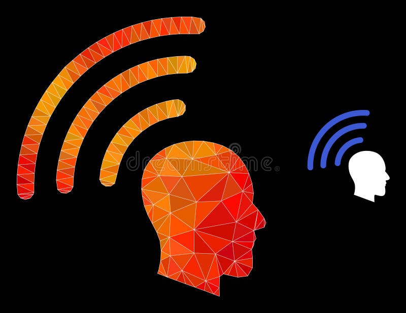 Vector Polygonal Telepathy Waves Icon with Fire Gradient Stock Vector ...