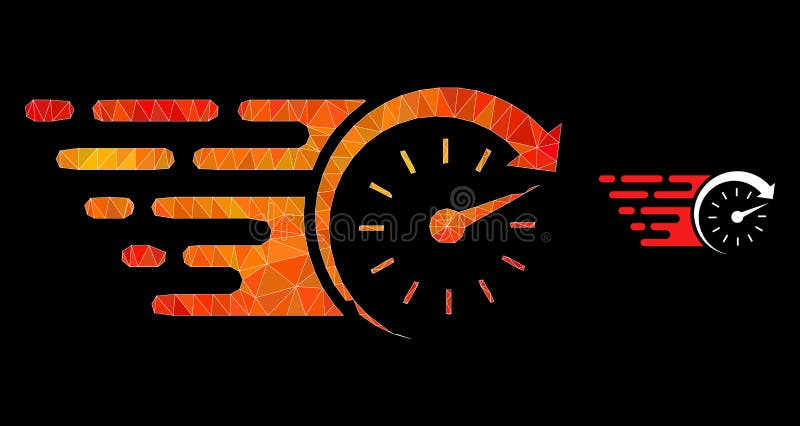 Vector Polygonal Time Icon with Flame Gradient Stock Illustration ...
