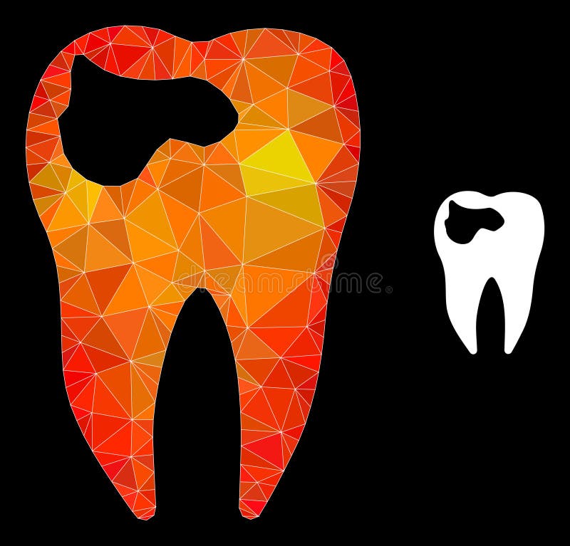 Vector Polygonal Tooth Caries Icon with Flame Gradient Stock Vector - Illustration of color ...