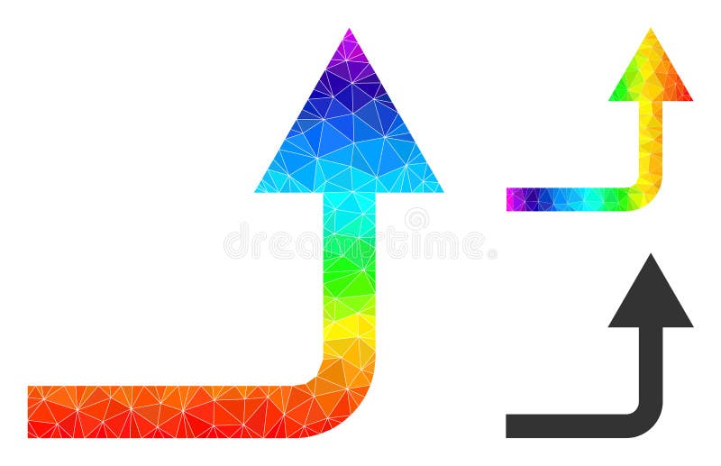 Vector Polygonal Turn Forward Icon with Spectral Colored Gradient Stock ...