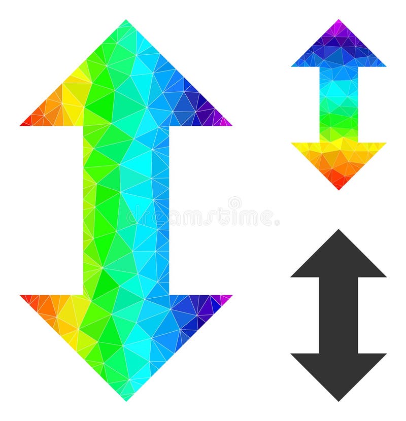 Vector Polygonal Vertical Exchange Arrows Icon with Spectrum Gradient ...