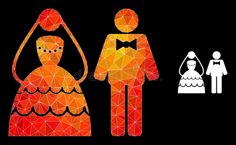 Vector Polygonal Wedding Couple Icon with Flame Gradient Stock Vector ...