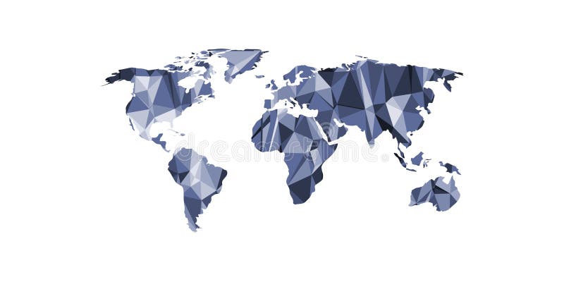 Vector Polygonal World Map. Low Poly Design Stock Vector - Illustration ...