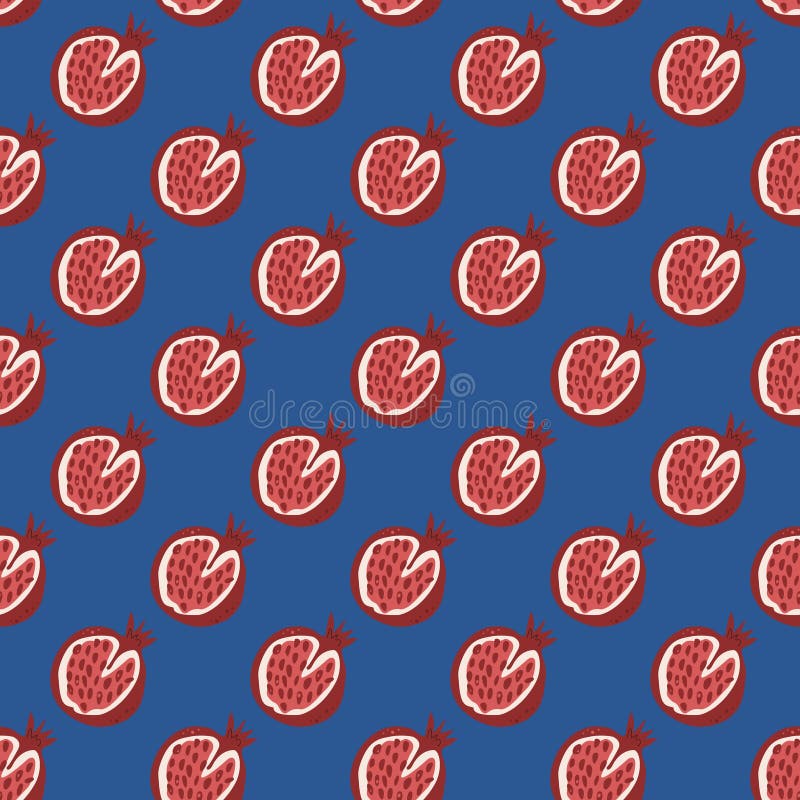 Vector Pomegranates Hand Drawn Seamless Pattern Stock Vector