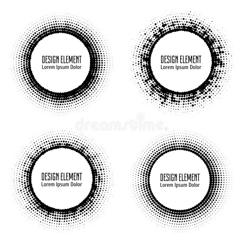 Vector Pop Art Halftone Logo Circles Set Stock Vector Illustration Of