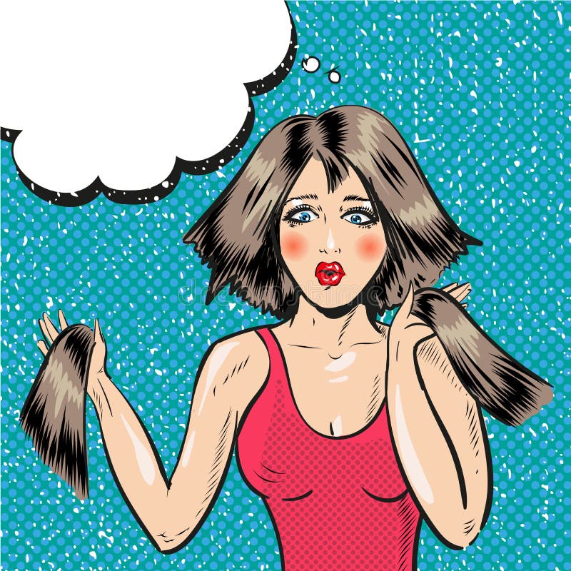 Pop Art Woman Wow Face Expression Comic Vector Stock Vector