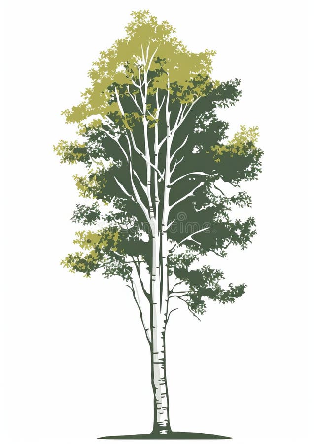 Vector Poplar Tree with Natural Leaves Shades Isolated on Light Blue ...