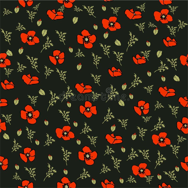 Vector poppy pattern stock illustration. Illustration of flowers ...
