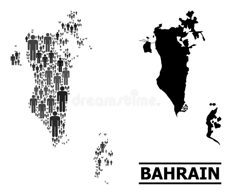 Vector Population Collage Map of Bahrain and Solid Map Stock Vector ...