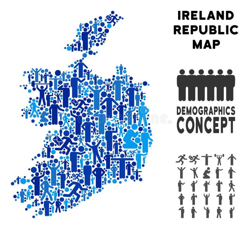 Demographics Ireland Republic Map Stock Vector - Illustration of people ...