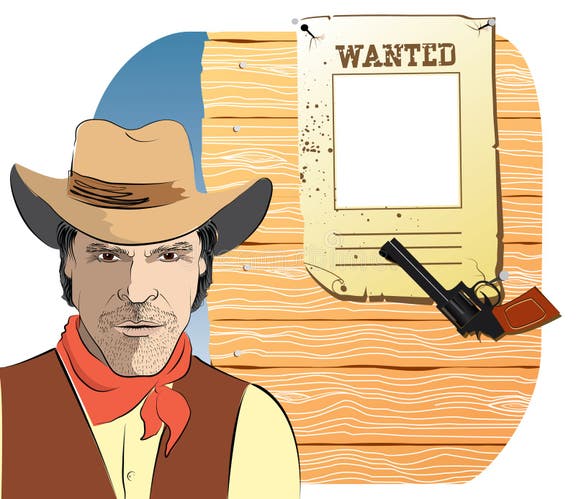 Vector portrait of cowboy stock vector. Illustration of head - 12732343