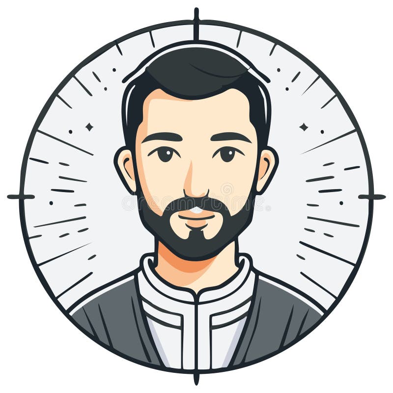 Vector Portrait Illustration of a Professional Bearded Man in a ...