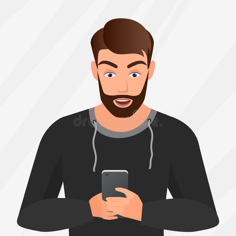 Man Holding Cellphone Looking Surprised Stock Illustrations – 21 Man ...