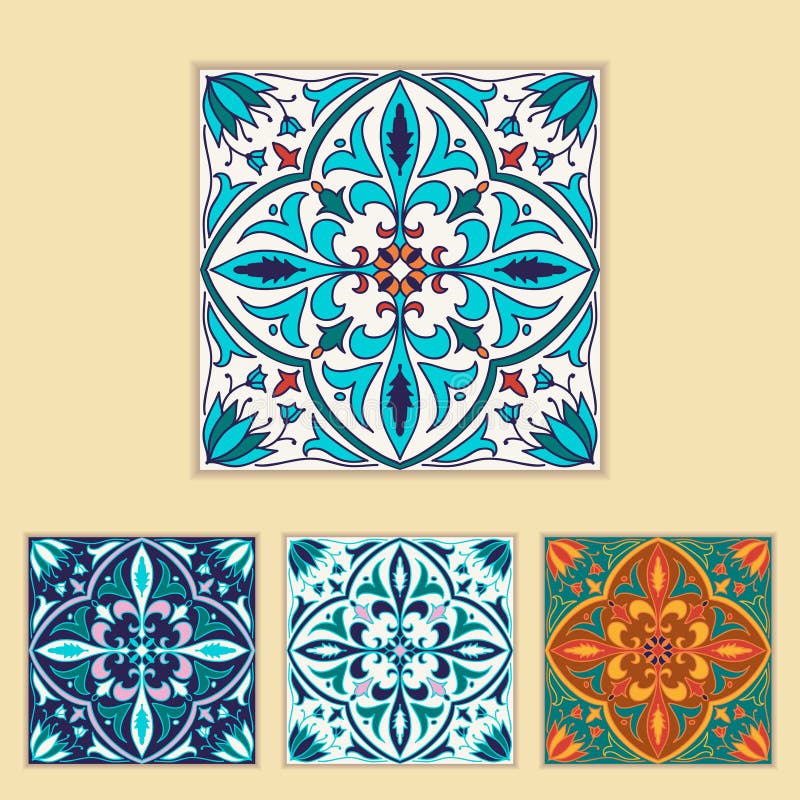 Set of Vector Portuguese Tiles. Beautiful Colored Patterns for Design ...