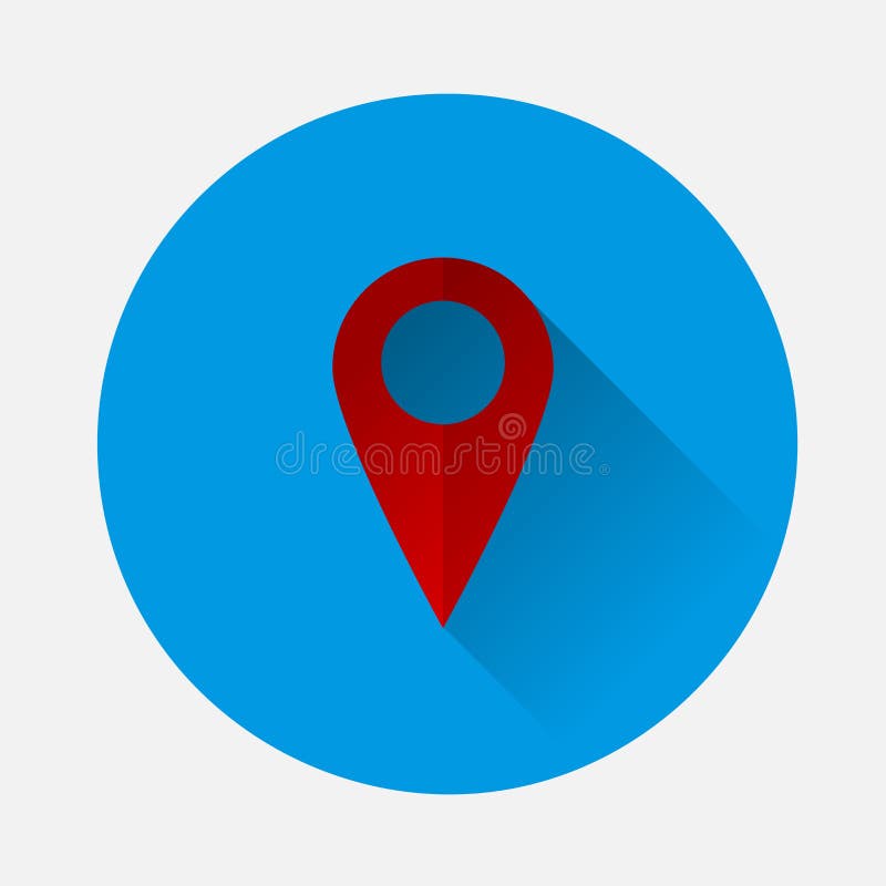 Vector Positioning on the Map Icon on Blue Background. Flat Ima Stock ...
