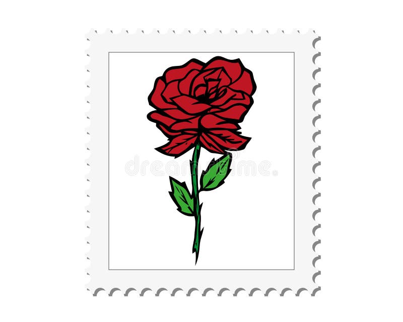 Vector Postal Stamp Frame with Flower Motif Sketch for Design Stock ...