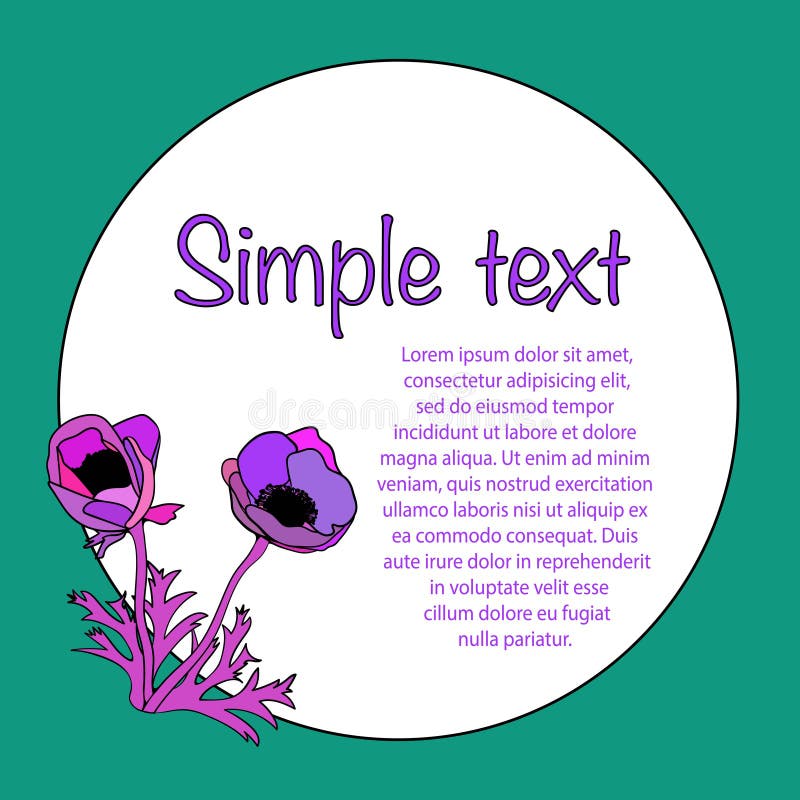 Vector Postcard with Anemones. Stock Vector - Illustration of floral ...