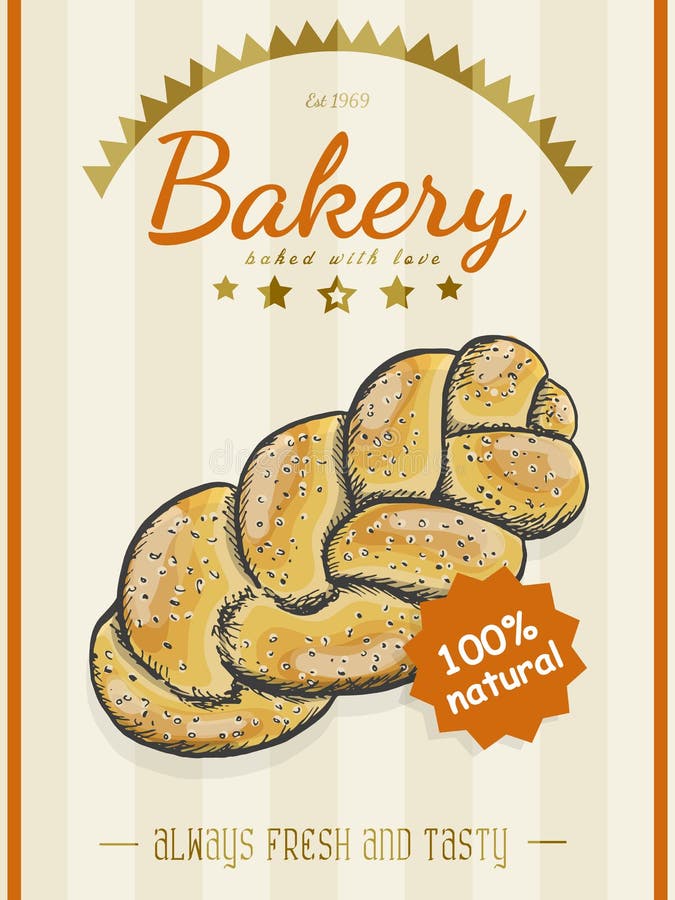 Vector Poster with a Bread Product in a Sketch Style Stock Vector ...