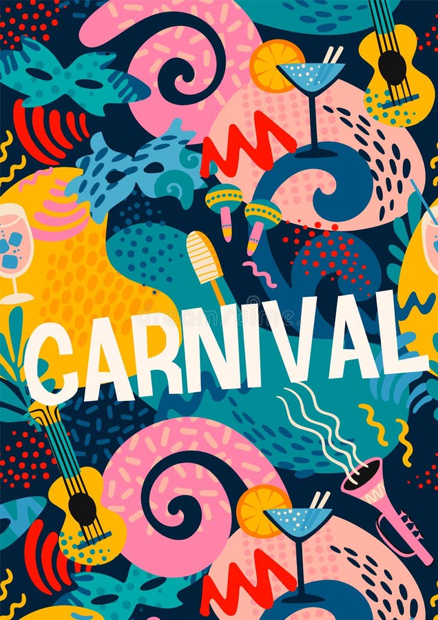 Vector Poster with Carnival Objects and Abstract Shapes. Stock Vector ...