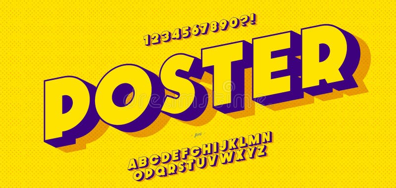 Vector Poster Font 3d Bold Style Modern Typography Stock Vector