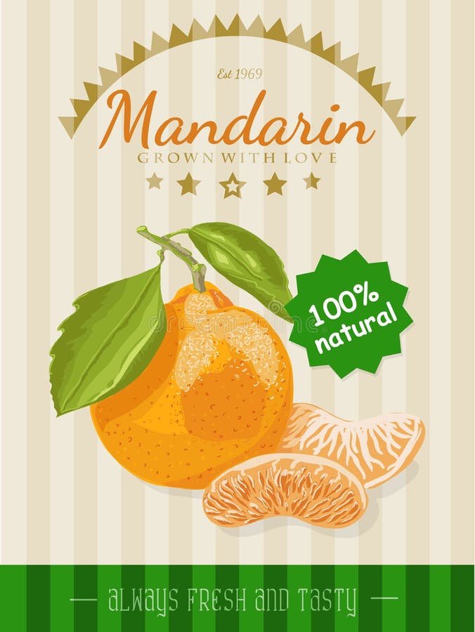Vector Poster with a Mandarin Stock Vector - Illustration of natural ...