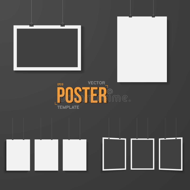 Vector Poster Mockup Set. Realistic EPS10 Vector Paper Poster Stock ...