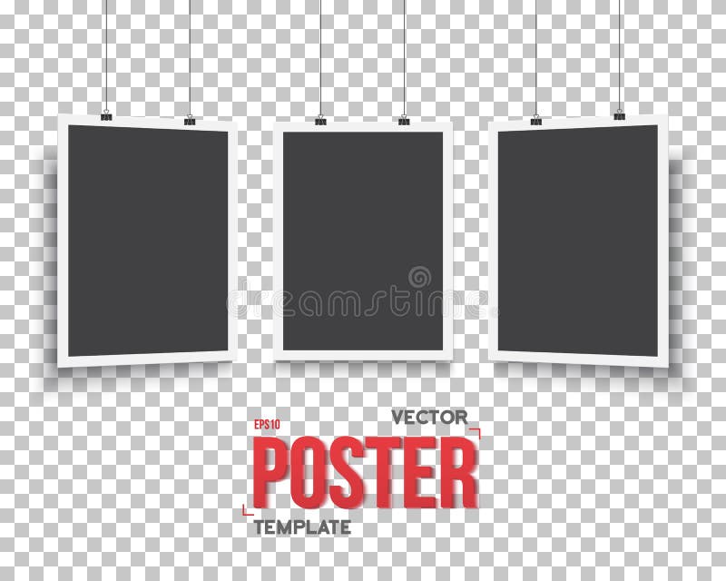 Vector Poster Mockup Set. Realistic Vector EPS10 Paper Black Pos Stock ...