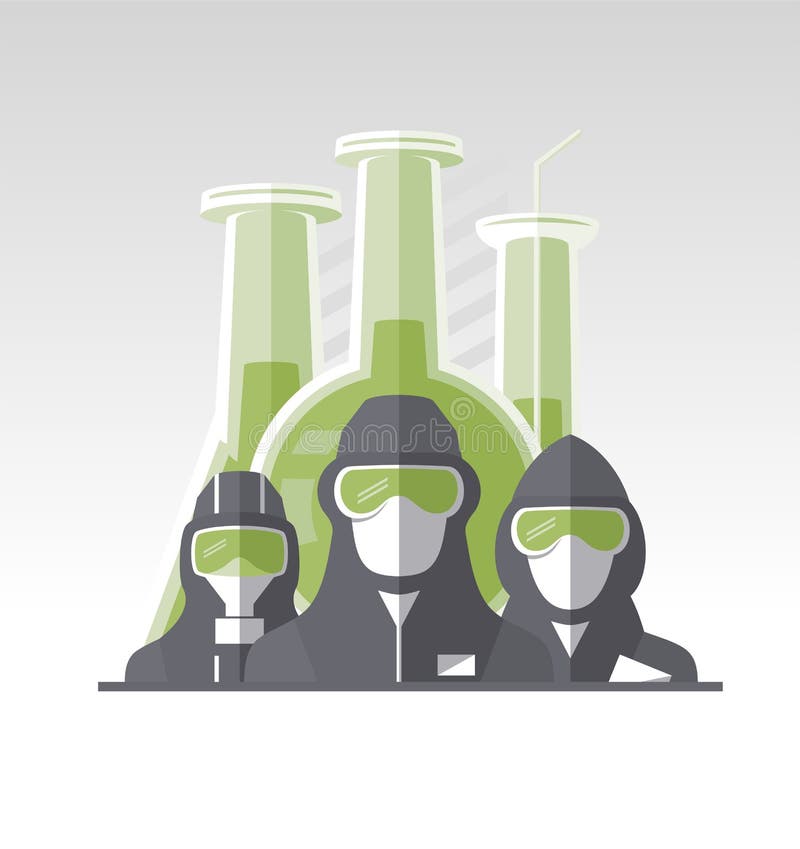 Vector Poster with Scientists Dressed in Protective Suits and Masks ...
