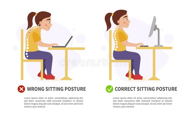 Wrong Sitting Posture Stock Illustrations – 468 Wrong Sitting Posture ...