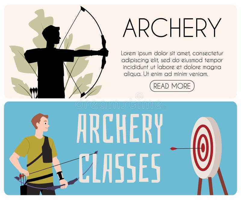 Vector Posters with an Archer Aims at the Target and Clearly Hits the ...