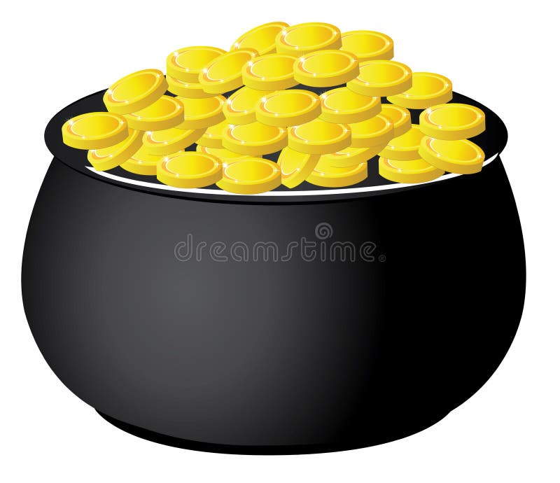 Vector pot of gold stock vector. Illustration of dollar - 85558649