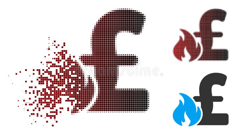 Dispersed Pixel Halftone Pound Financial Fire Icon Stock Vector ...