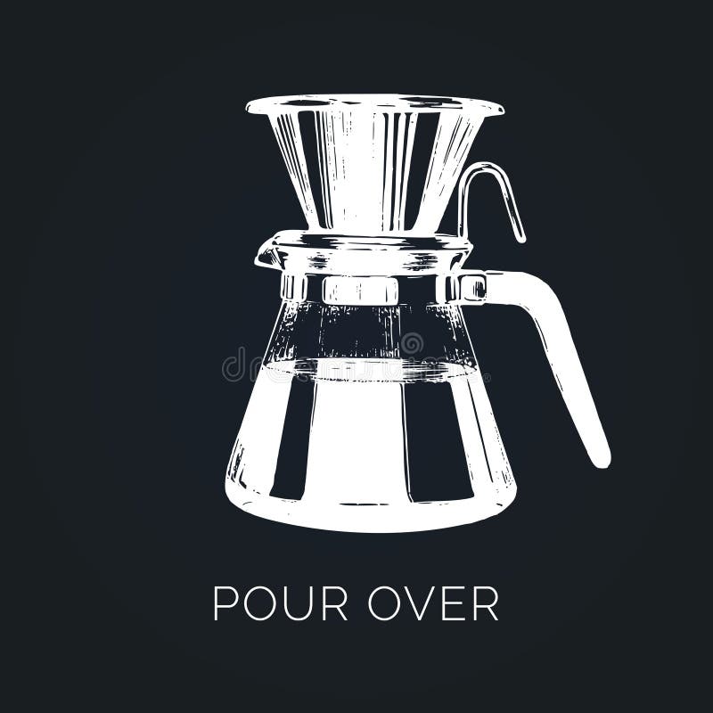 Vector Pour Over Coffeemaker Illustration. Hand Sketched Dripper and ...