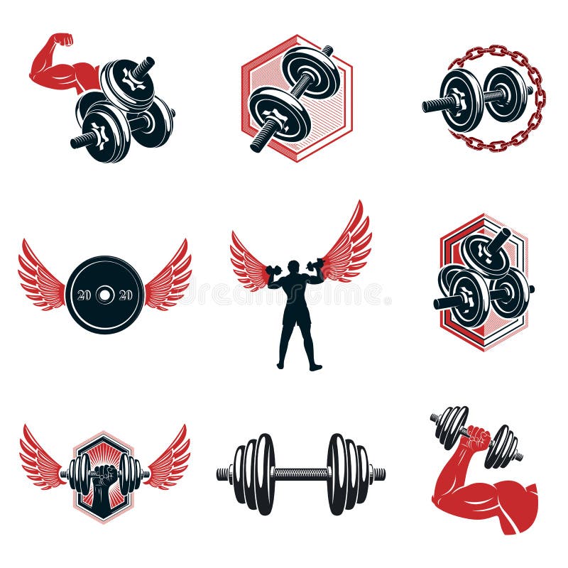 Vector Power Lifting Theme Illustrations Collection Made Using ...