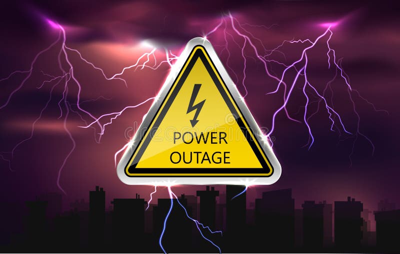 Vector Power Outage Background with Warning Sign and Dars City ...