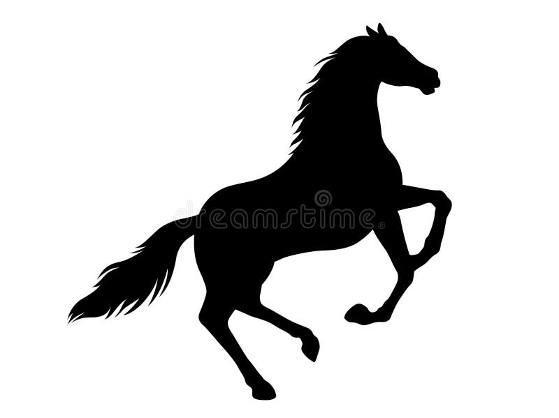 A Prancing Horse Drawn in the Style of a Tribal Tattoo. Patterned Black ...