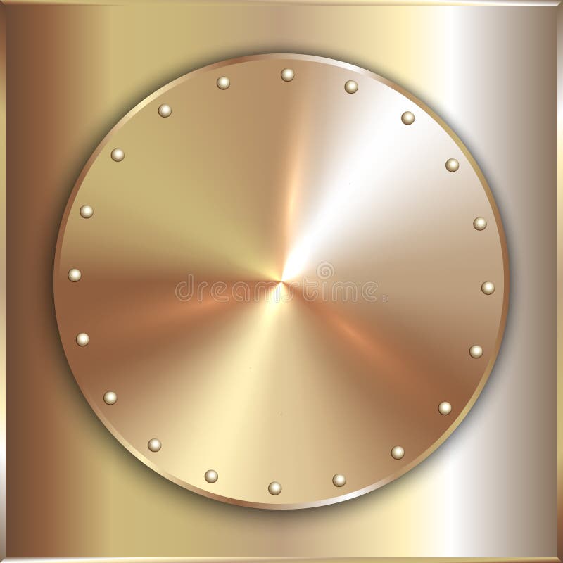 Vector Precious Metal Round Golden Plate with Stock Vector ...