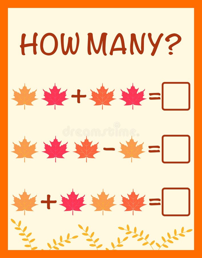 Vector Preschool Addition Math Worksheet Template Stock Vector ...