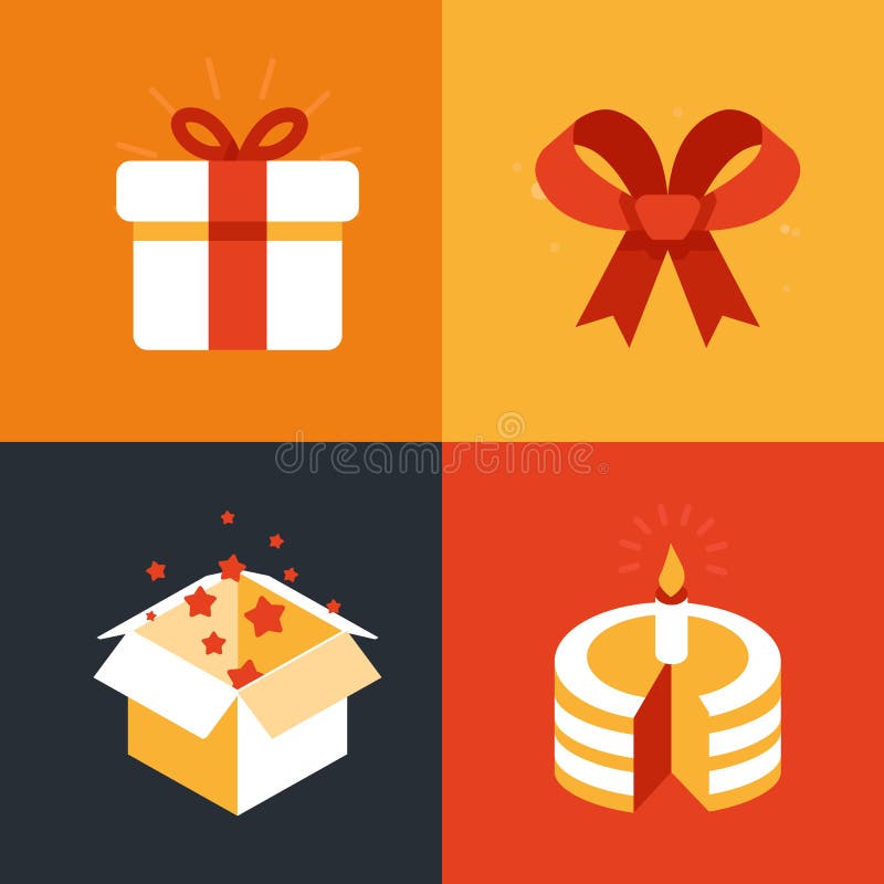 Vector Gift Card in Flat Style Stock Vector - Illustration of gift ...