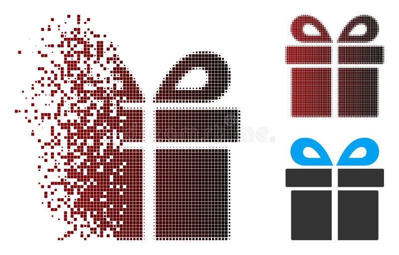 Dissipated Pixel Halftone Present Icon Stock Vector - Illustration of ...