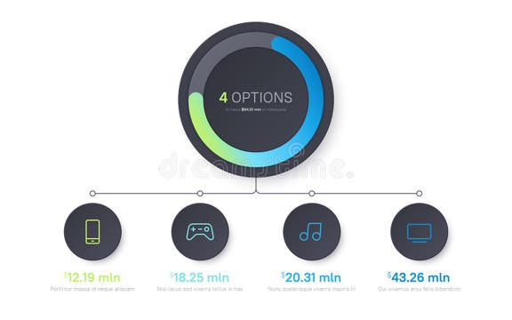 Vector Presentation Infographic Gradient Chart Design. Four Options ...