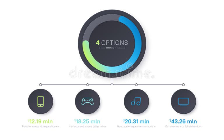 Vector Presentation Infographic Gradient Chart Design. Four Options ...