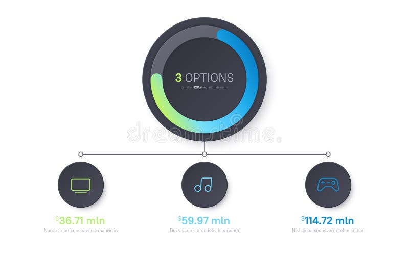 Vector Presentation Infographic Gradient Chart Design. Three Options ...