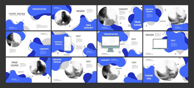 Vector Presentation Template Blue. Geometric Liquid Forms Modern Layout ...