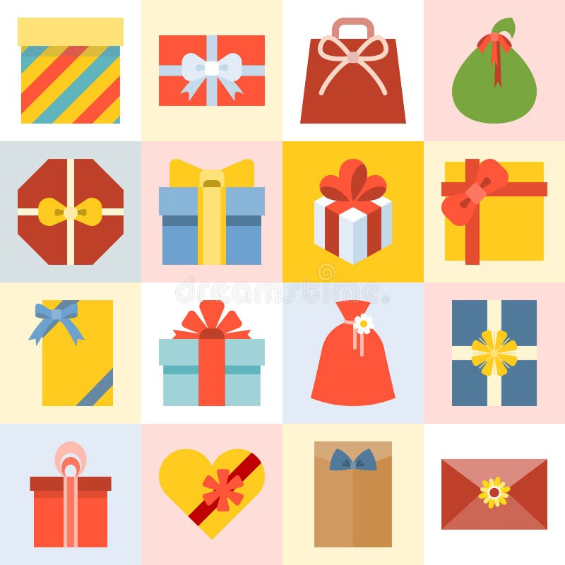 Vector Presents Box Icon Set Stock Vector - Illustration of design ...