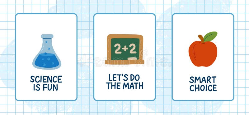 Vector Preview with Three School-themed Cards Science is Fun, Lets Do ...