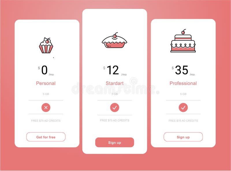 Vector Price Table Template Design Stock Vector - Illustration of ...