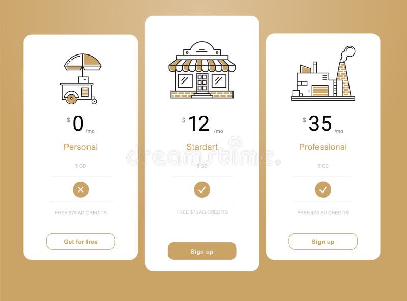 Vector Price Table Template Design Stock Vector - Illustration of ...