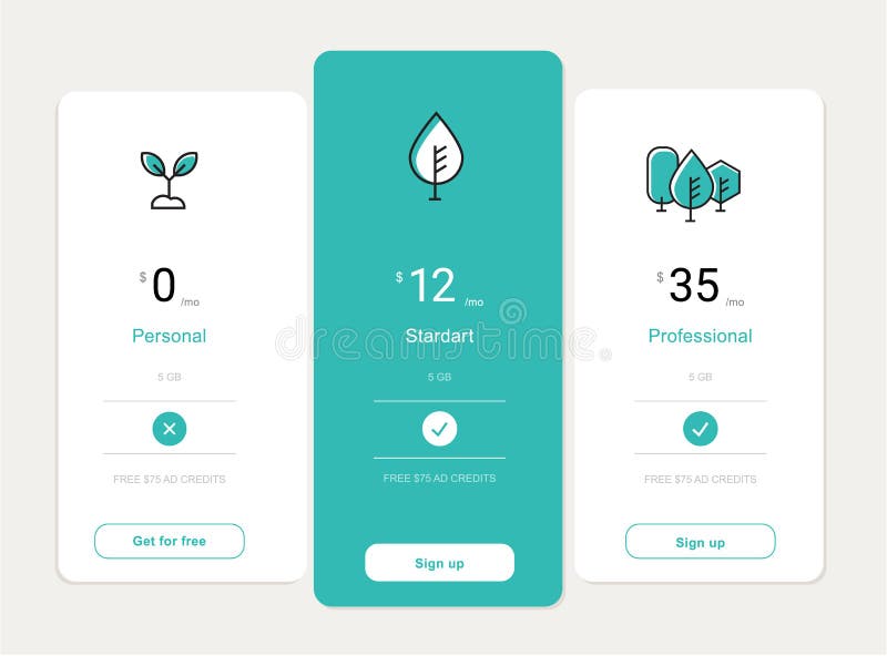 Vector Price Table Template Design Stock Vector - Illustration of ...